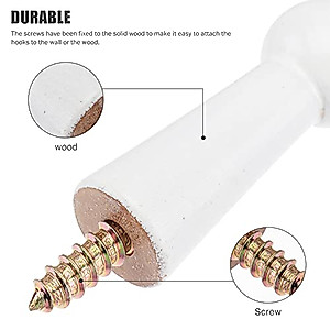 DOITOOL 10 Pcs Screw- On Wood Hook Wooden Coat Hooks Shaker Pegs Towel Belt Jewelry Hanger Single Organizer Hat Rack for Hanging Hats Bags Towels Bathroom White