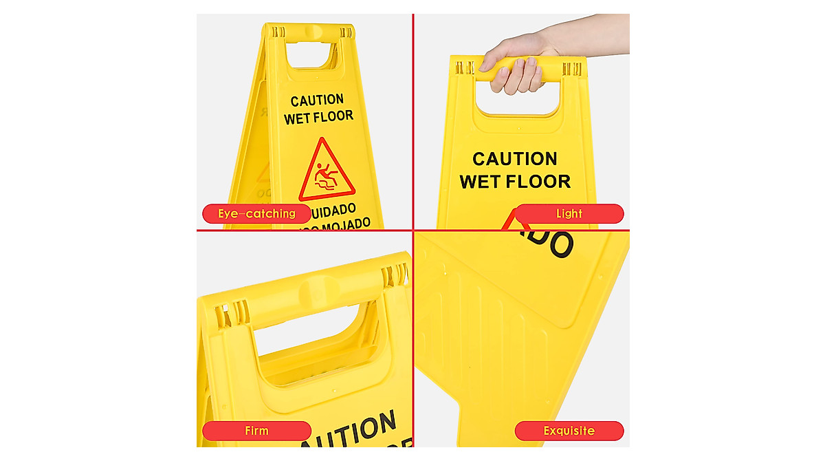 KURPHOYIN Wet Floor Sign 4-Pack - Safe, Visible & Durable
