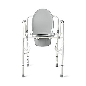 Medline Steel Drop-Arm Commode, 350 lb Weight Capacity
