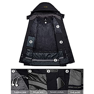 GEMYSE Women's Mountain Waterproof Ski Snow Jacket Winter Windproof Rain Jacket(Black，X-Large)