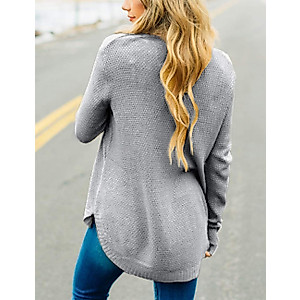 LEANI Women’s 2024 Long Sleeve Crew Neck Pullover Sweater Loose Casual Soft Knit Jumper Tops Grey