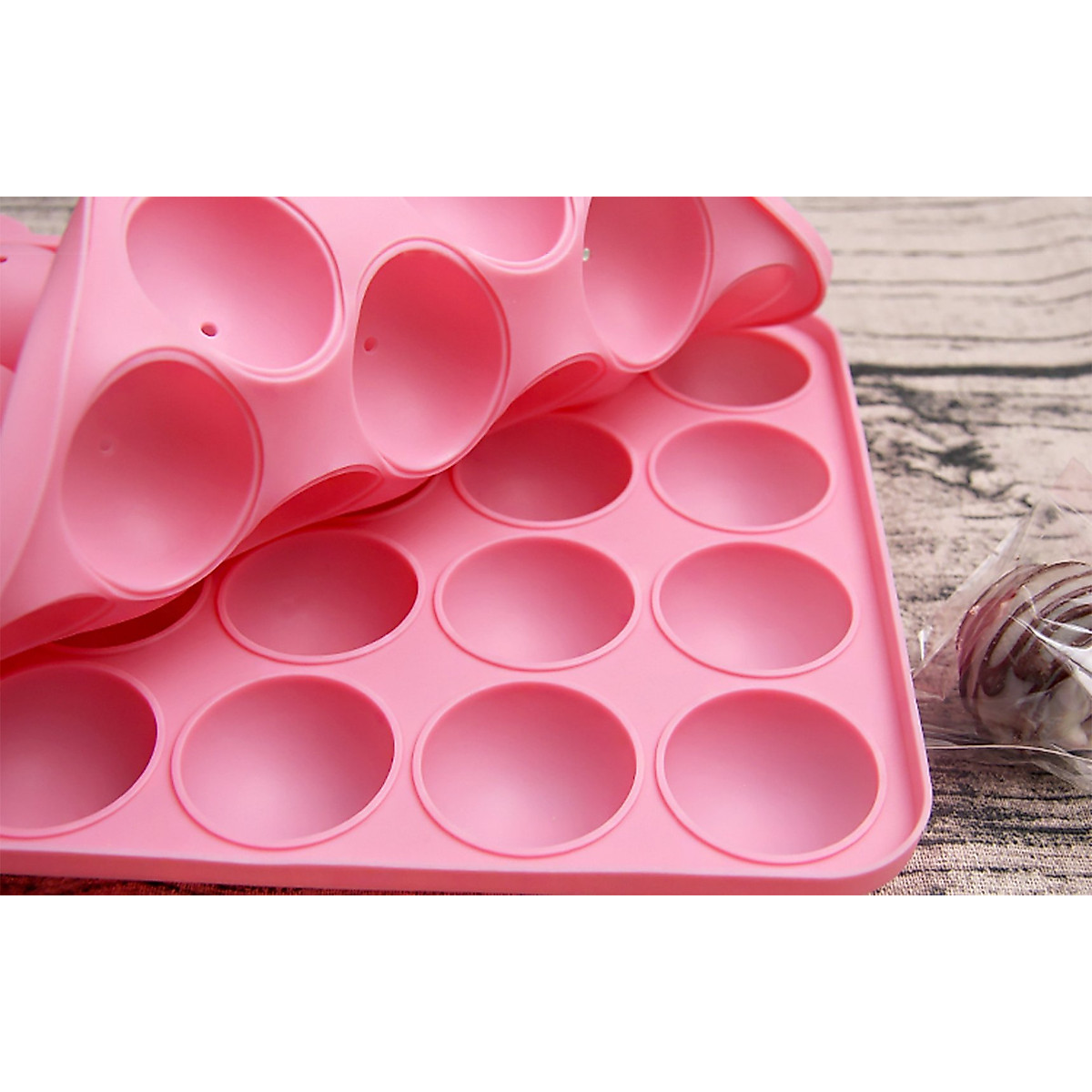 Tosnail 2 Pack of 20-Cavity Silicone Cake Pop Mold - Great for Hard Candy, Lollipop and Party Cupcake