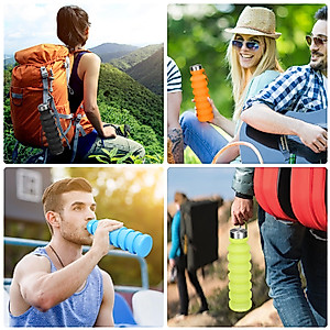Nefeeko Collapsible Water Bottle, Reuseable BPA Free Silicone Foldable Bottles for Travel Gym Camping Hiking, Portable Leak Proof Sports Water Bottle with Carabiner