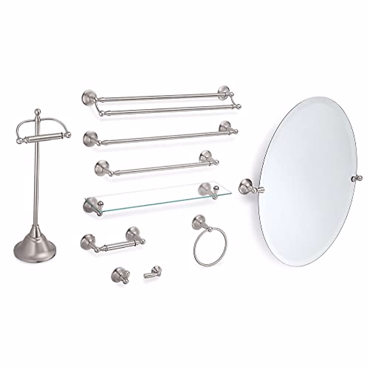 Moen Sage Collection Spot Resist Brushed Nickel 24-Inch Double-Towel Bar, Wall Mounted Bath Towel Hanger with Two Rods, DN6822BN