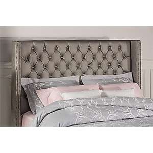 Atlin Designs Modern Faux Leather Upholstered King Panel Bed in Gray