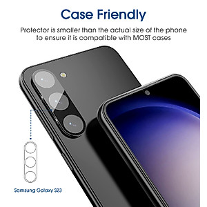 amFilm Auto-Alignment OneTouch for Samsung Galaxy S23 6.1" Screen Protector + Camera Lens Protector, Tempered Glass, 30 Seconds Installation, Bubble Free, Case Friendly, Anti-Scratch [2+2 Pack]