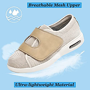 HYHFM Women's Wide Width Diabetic Walking Shoes with Adjustable Closure, Easy On/Off Lightweight Sneakers for Elderly Arthritis Swollen Feet(BG-9)