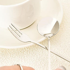 Cat Spoon Fork for Cat Lover Gifts for Women Men Coffee Spoons for Coffer Lover Birthday Christmas Gifts for Couples Friend Family Cute Cats Dessert Forks Teaspoon Set of 2