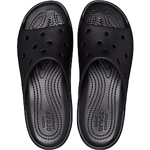 Crocs Women's Classic Slide | Platform Sandals, Black, 6