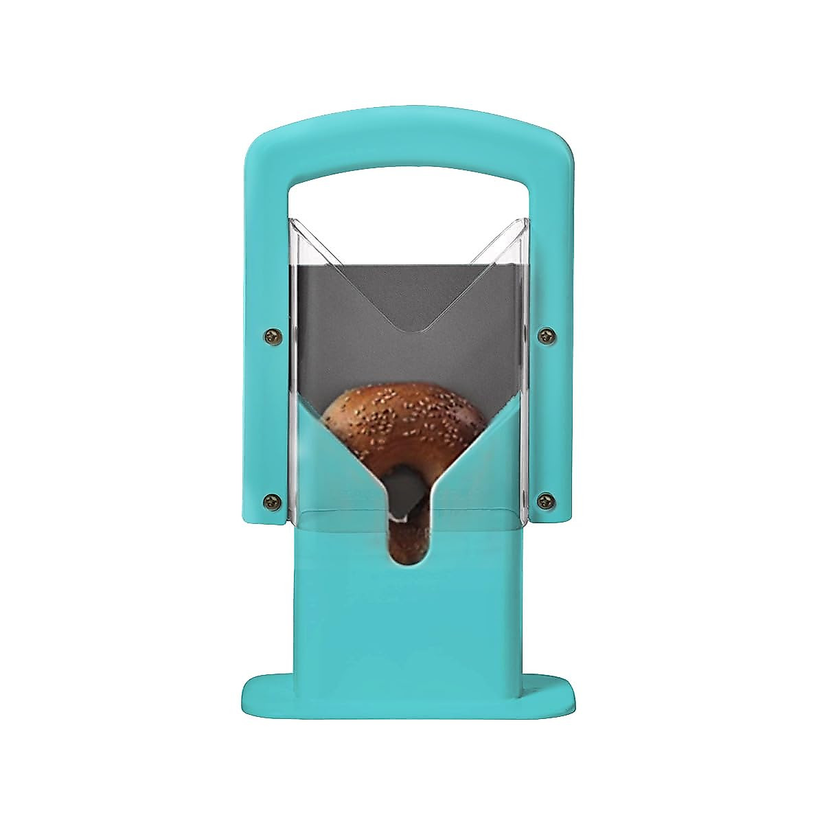 Bagel Slicer, Safety Handle, Bagel Cutter Stainless Steel (Aqua Sky)
