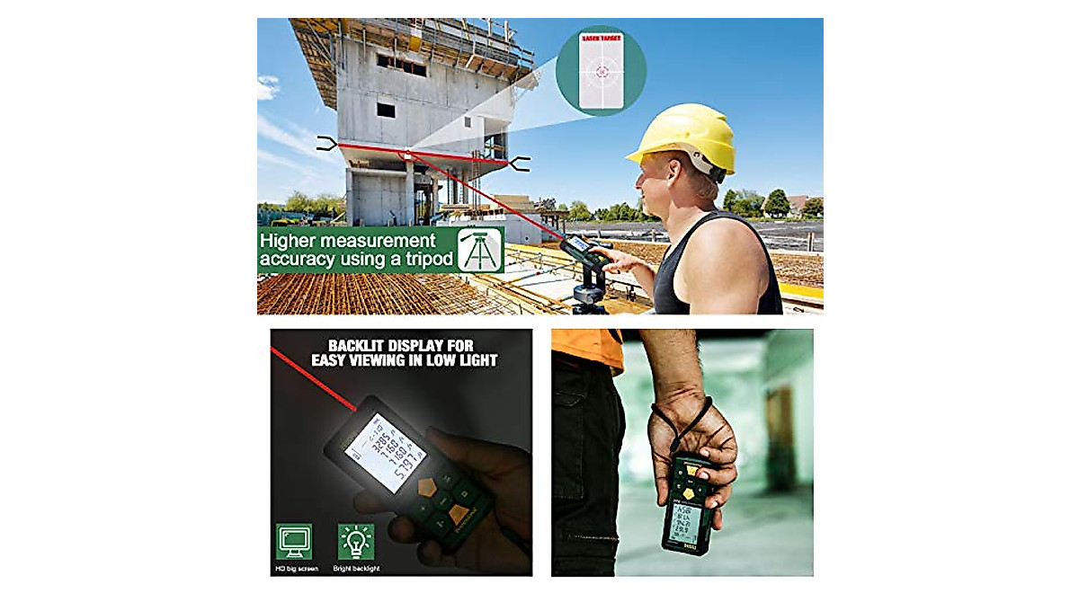 TECCPO 196ft Laser Measure - Rechargeable & Accurate Tool