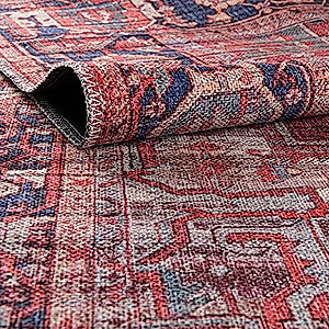 Rugs.com Maahru Collection Washable Rug Square Rust Red Low-Pile Rug Perfect for Living Rooms, Kitchens, Entryways, 5 ft 3 Square