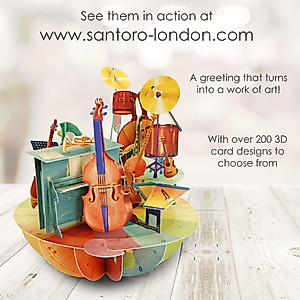 SANTORO Pirouette, 3D Pop Up Greeting Card - Music - For Her, Him, Birthday, Graduation, Thank You | Gift For Music Lovers, Musicians, Teacher