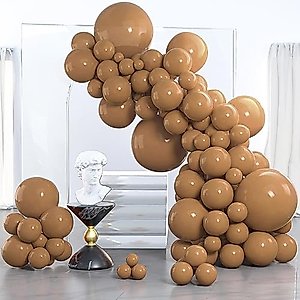 PartyWoo Caramel Brown Balloons, 85 pcs Boho Brown Balloons Different Sizes Pack of 18 Inch 12 Inch 10 Inch 5 Inch Matte Brown Balloons for Balloon Garland Balloon Arch as Party Decorations, Brown-F10