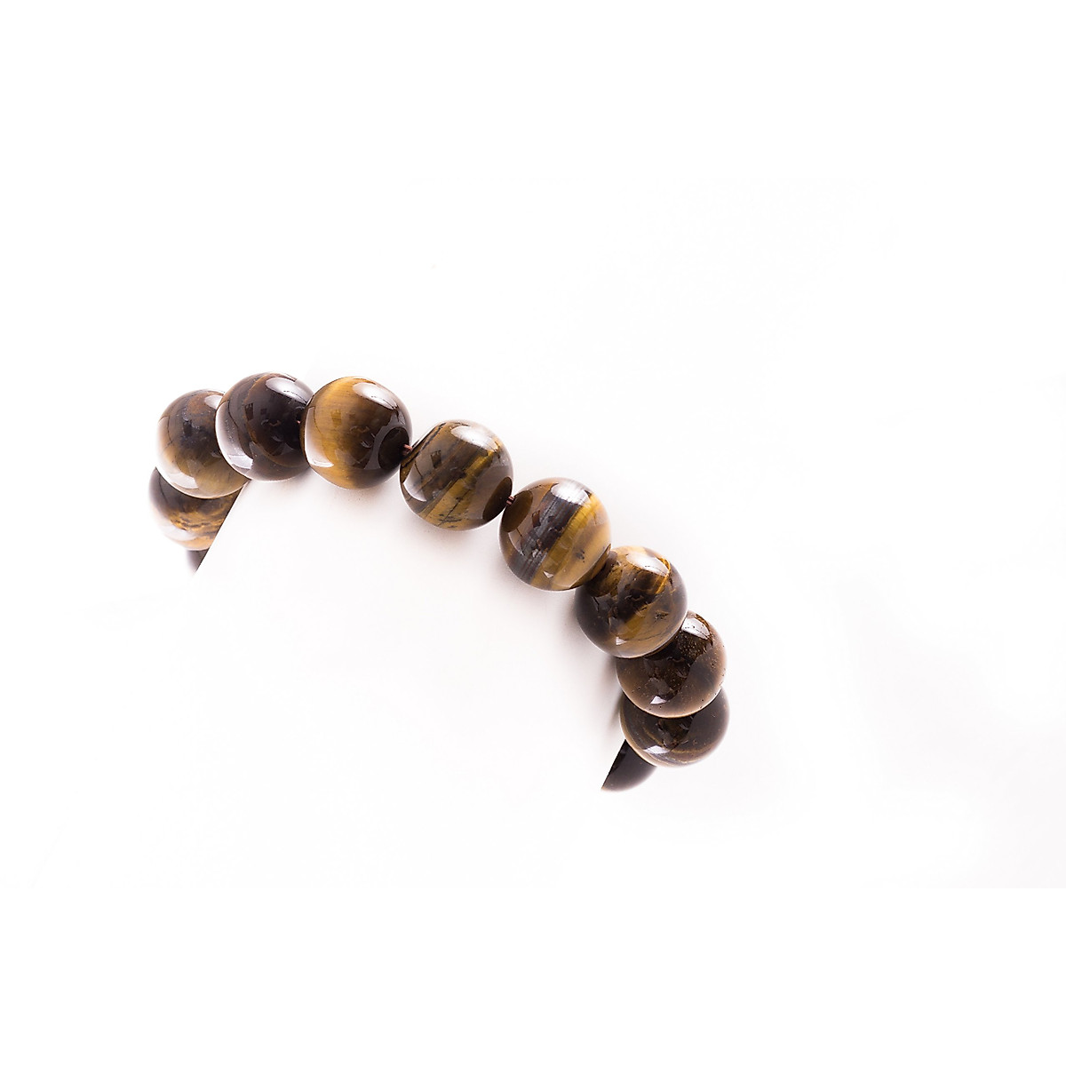 Om Shanti Crafts Tiger Stone Stretch Bracelet Tiger Beads Bracelet, Wear for Good Luck and Protection, 14mm Beads, Unisex (Fits 5"-7" Wrist) Yellow