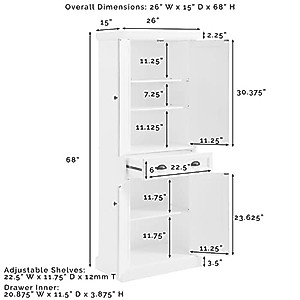 Crosley Furniture Shoreline Storage Pantry, White