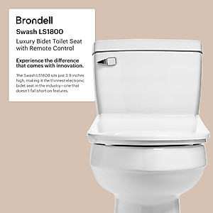 Brondell LS1800-RW Swash Electric Bidet Toilet Seat with Oscillating Stainless Steel Nozzle, Warm Air Dryer, Heated, Night Light, Gentle Close Lid, Thin Profile, Remote Control, Round