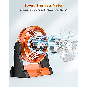 TriPole 10800mAh Battery Operated Fan for Camping with LED Light & Hanging Hook, Portable and Rechargeable Tent Fan with Digital Display Long-Lasting Fan for Outdoor Travel Car RV Desk