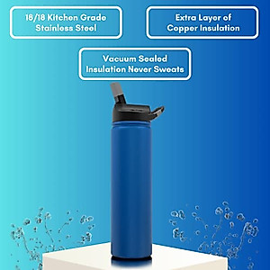 Seriously Ice Cold SIC 27oz Insulated Water Bottle Thermos, Premium Triple Layer Vacuum Stainless Steel, BPA Free Wide Mouth Lid with Carabiner Clip