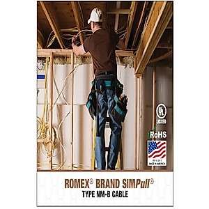 Southwire Romex Brand Simpull Solid Indoor 14/2 W/G NMB Cable 50ft coil - SW# 28827422,White