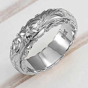Ring Set Stainless Steel Flower gold sliver Wedding Elegant Jewelry 925 Rings and Silver Rings (Silver, 9)