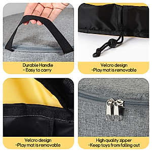 Victrekon Toy Storage Organizer & Play Mat for Kids, Large Organizer Storage Bin for Lego, Toy Box/Bag for Boys, Girls, Nursery, Playroom Organization and Storage with Zippers, 14.5"x14.9", Gray