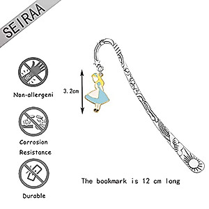 SERIAA Metal Bookmarks for Books Alice Pendant Book Mark Alice in Inspired Gifts (Blue Alice Bookmark)