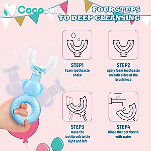 COCOBURI Kids U-Shaped Toothbrush Manual Training Tooth Brush Silicone Soft Head Toothbrush 360 ° Oral Cleaning Toothbrush(Pink)
