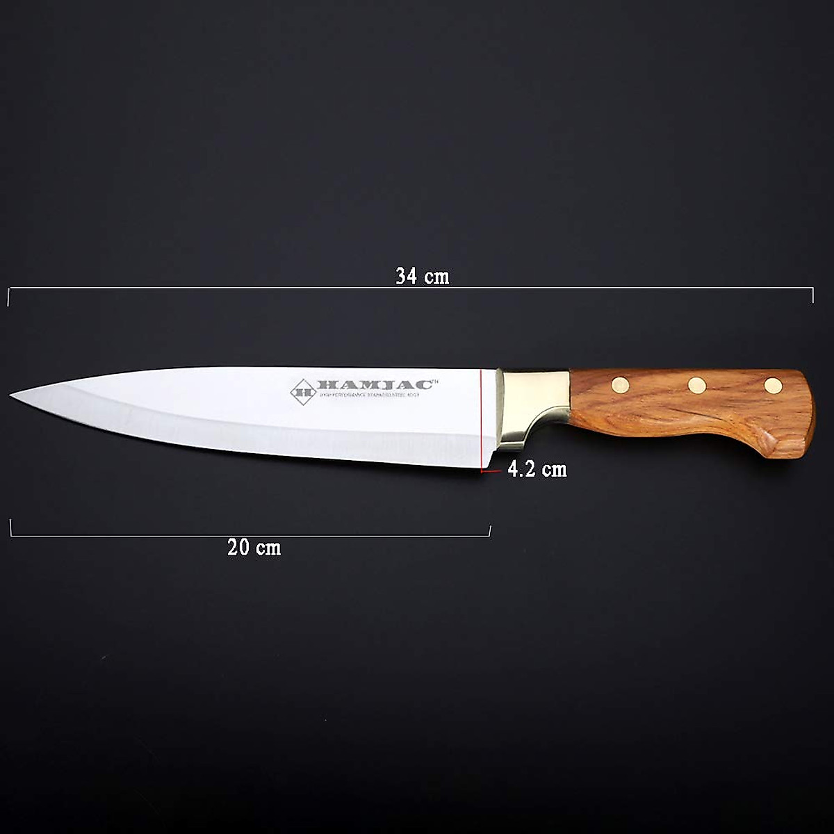 Hamjac Chef Knife Pro Kitchen Knife (8 Inch) Quality Chef's Knife High Carbon Stainless Steel Knife with Ergonomic Wood Handle, Best Choice Cooking Knives for Home Kitchen and Restaurant Knife