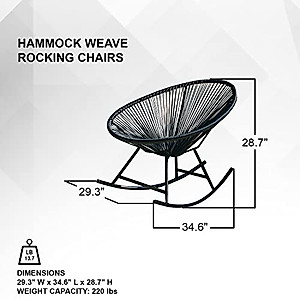 XBrand Hammock Weave Rocking Patio Chair, Black
