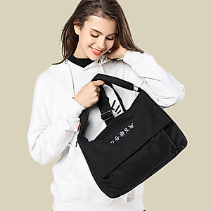 Togood Literary Canvas Crossbody Bag Casual Shoulder Bag Hobo Bags Fashion Simple Bag (Black)…