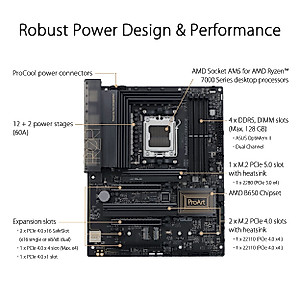 ASUS ProArt B650-CREATOR AMD B650 AM5 Ryzen™ Desktop 9000 8000 and 7000 ATX motherboard, 12+2 power stages (60A), PCIe® 5.0 ready, DDR5, 2.5Gb & 1Gb LAN, USB-C DisplayPort™, 3x M.2 slot, USB4® support