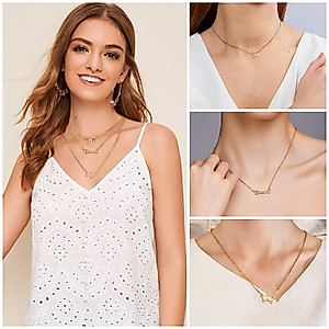 PANTIDE 3Pcs Taurus Zodiac Layer Necklaces for Women Retro 14K Gold Plated 12 Constellation Pendant Letter Necklaces Exquisite Letter Horoscope Old English Zodiac Sign Necklace Jewelry Birthday Gift