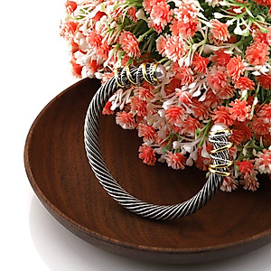 Twisted Cable Bracelet with Composite Shell Pearl 6" Antique Cuff Bracelets for Women