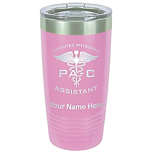LaserGram 20oz Vacuum Insulated Tumbler Mug, PA-C Certified Physician Assistant, Personalized Engraving Included (Light Purple)