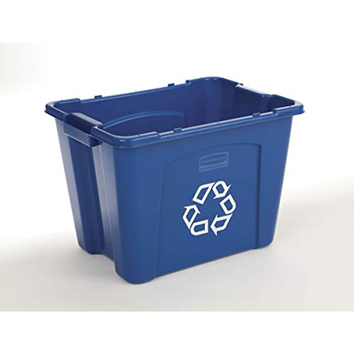 Rubbermaid Commercial Products, Recycling Bin/Box for Paper and Packaging, Stackable, 14 GAL, for Indoors/Outdoors/Garages/Homes/Commercial Facilities, Blue (FG571473BLUE)