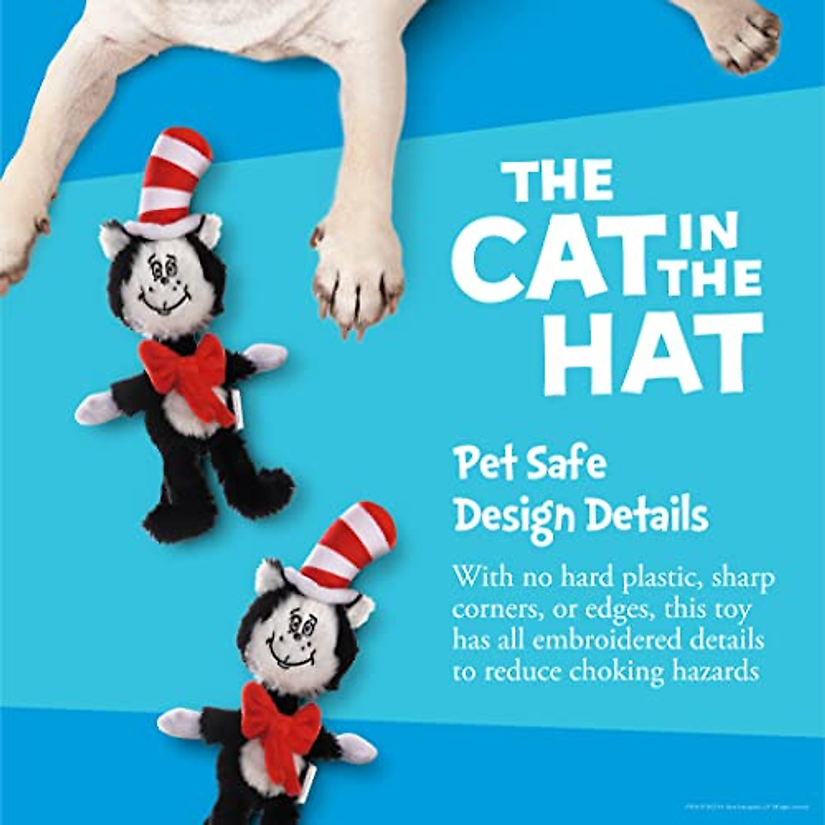 Dr. Seuss for Pets The Cat in The Hat Figure Plush Dog Toy | Small Dog Toys, 6 Inch Dog Toy The Cat from The Cat in The Hat | Red, White, and Black Stuffed Animal Dog Toy from Dr Seuss Collection