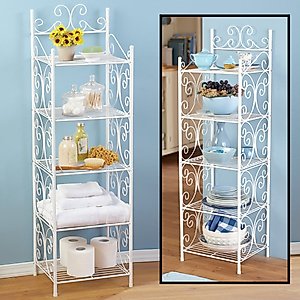 Collections Etc Scrollwork Design 5 Tier White Storage Shelf to Instantly Add Storage and Style