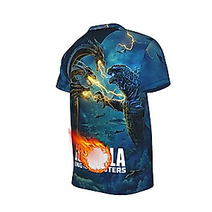 Midz Teen Shirt Monster Dinosaur Tee 3D Printing Shirts Boys Girls T-Shirt Crew Neck Short Sleeve 5-Small