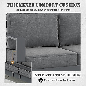 Vakollia Outdoor Aluminum Furniture Set - 4 Pieces Modern Patio Conversation Sets Metal Sectional Sofa with Coffee Table