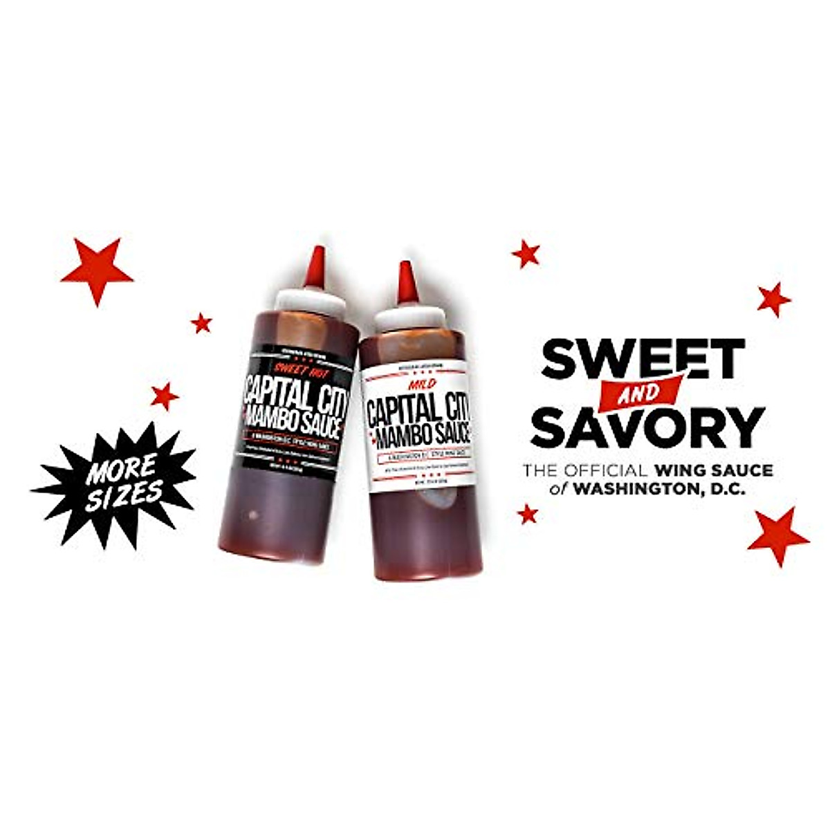 Capital City Mambo Sauce - Sweet Hot Recipe | Washington DC Wing Sauces | Perfect Condiment Topping for Wings, Chicken, Pork, Beef, Seafood, Burgers, Rice or Noodles | 12 oz Bottles (2 Pack)