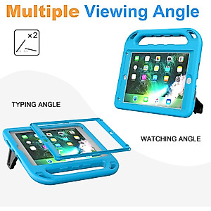 BMOUO Kids Case for iPad 5th/6th Generation, iPad 9.7 2018/2017 Case with Screen Protector, Shockproof iPad Air 2/Pro 9.7 Case with Handle Stand, Blue
