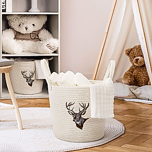 Amasava Storage Baskets 2 Pack, Small Baby Baskets Woven Cotton Rope Decorative Laundry Hampers for Blankets Toys Shoes Plants Clothes Diapers