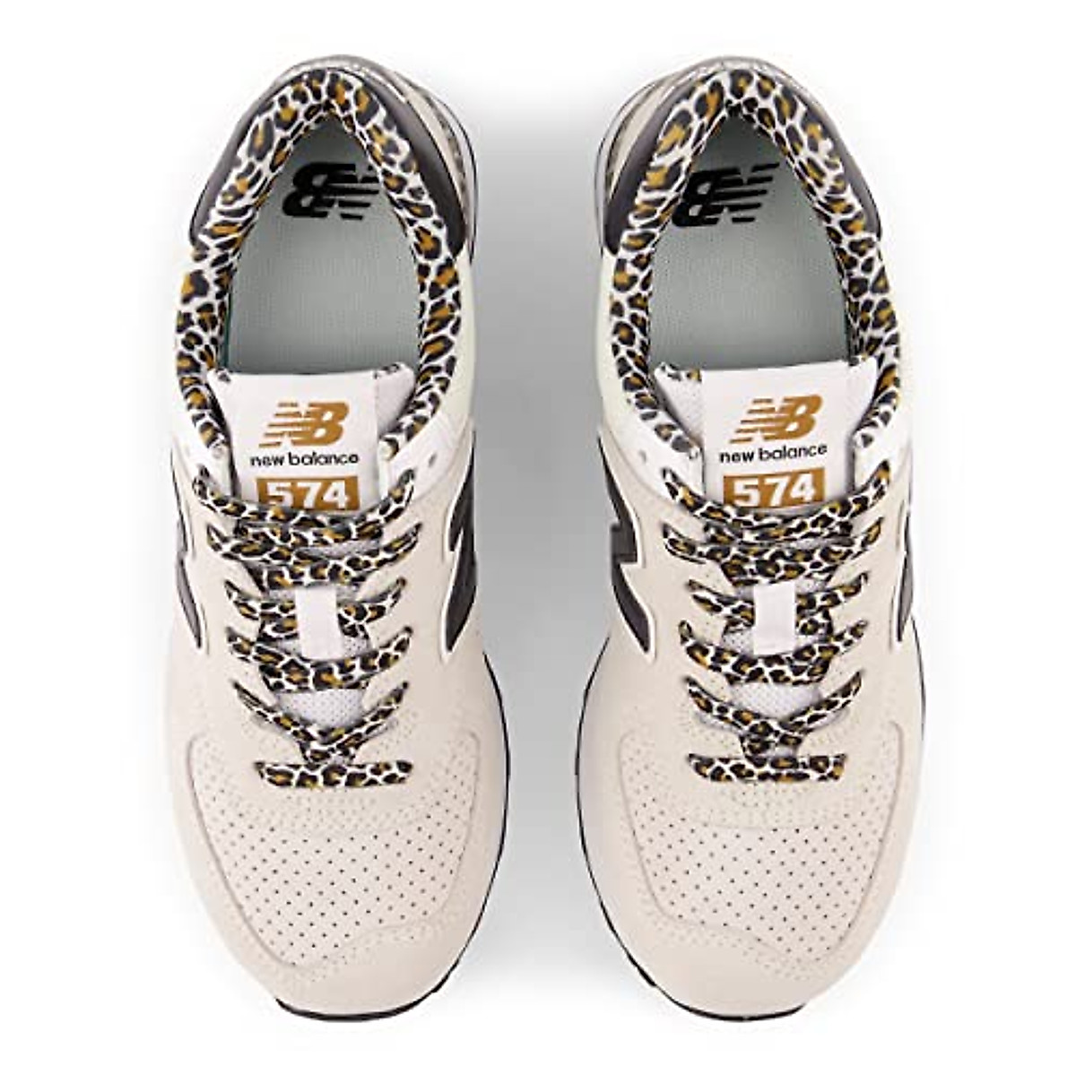 New Balance Women's 574 V2 Animal Print Sneaker, White/Black, 11