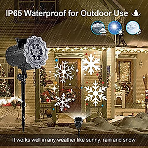 Christmas Projector Lights Outdoor, GreenClick Upgraded 3-in-1 Snowflake Projector with 12 HD Slide Patterns Bright IP65 Waterproof Holiday Projection Indoor for Xmas, Easter Day, House Decoration