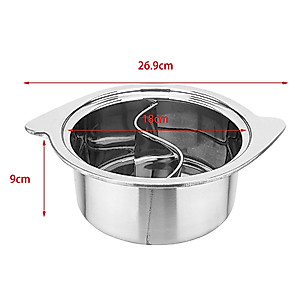 ＫＬＫＣＭＳ Hot Pot with Divider Chinese Dual Sided Pot Multipurpose Hot Burner Cooking Pot Cookware for Travel Restaurant Household Home, 18cm with lid