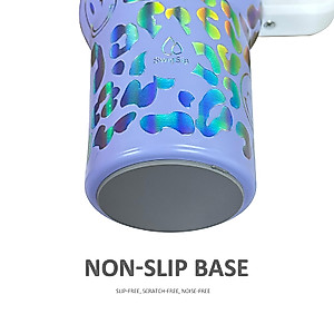 Swig Sip 40oz Leopard Tumbler - Double Wall Stainless Steel Dishwasher Safe Vacuum Insulated Travel Tumblers with Handle & Straw (White Purple)