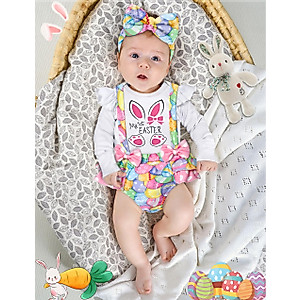 Von kilizo Easter Outfit Baby Girl My First Easter Baby Girl Outfit Bunny Print Long Sleeves Romper Baby Girl Easter Outfit Infant Easter Outfit Girl 0-3 Months