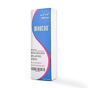 Mirucoo 100 Pieces Large Non-woven Wax Strips for Body and Facial Hair Removal, 3 Inches x 9 Inches Salon Quality Epilating Strips