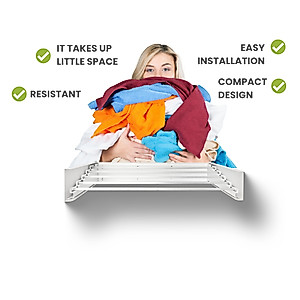 NEBU Clothes Laundry Drying Rack 28”- an Elegant Wall-Mounted Hanger, Folding Stainless Steel Collapsible, Space Saver with 12 Linear feet, Drying Capacity 27lbs